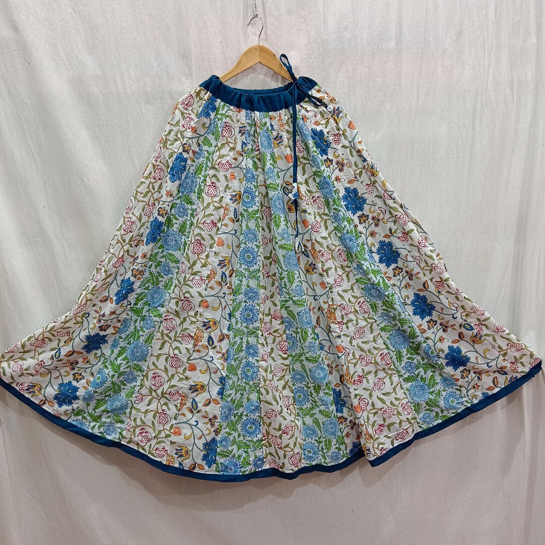 Multi Color Long Skirt, Women Wear Skirt, Pure Cotton Skirt, Layered ...
