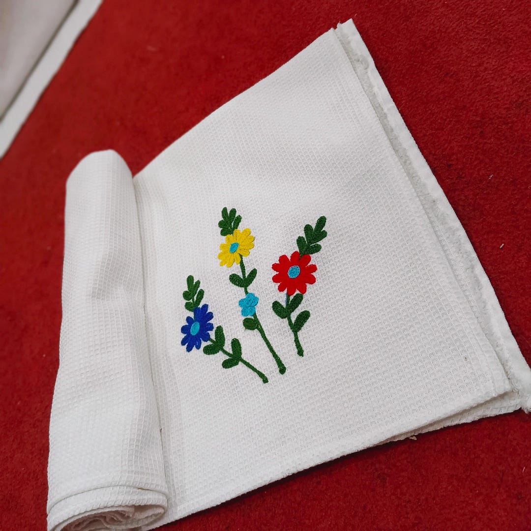 Waffle Embroidery Towel, Luxury Hand or Bath Towel, Lightweight Waffle ...