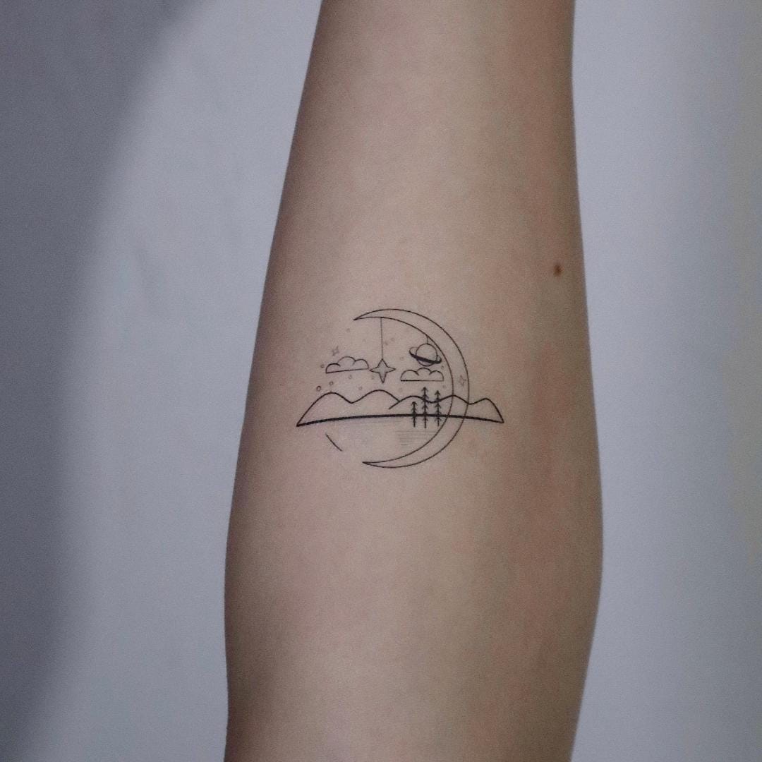 STARRY NIGHTSCAPE Temporary Tattoo - Etsy