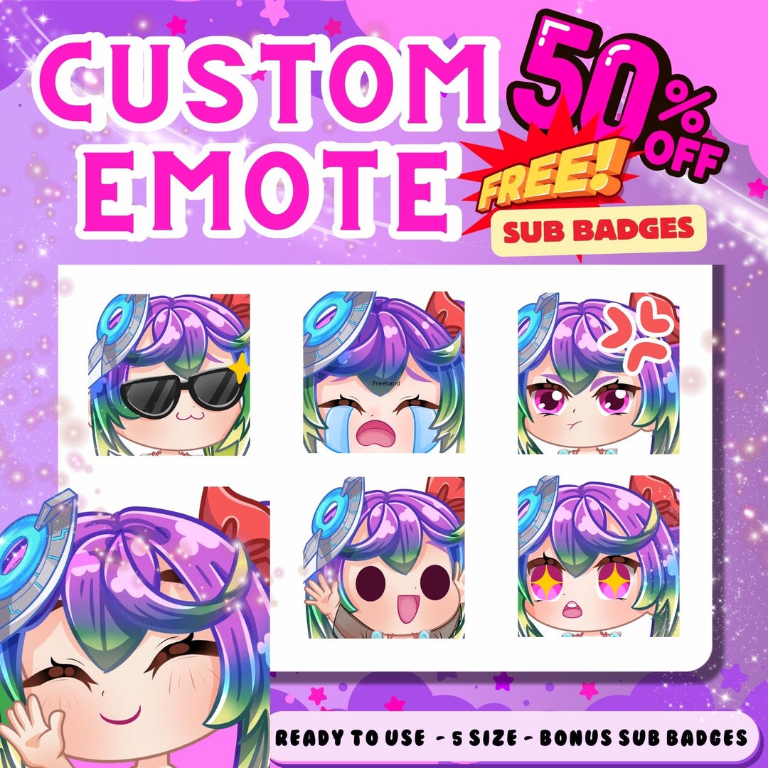 Custom Chibi Emotes for Twitch and Discord: Anime Vtuber Emote Design ...