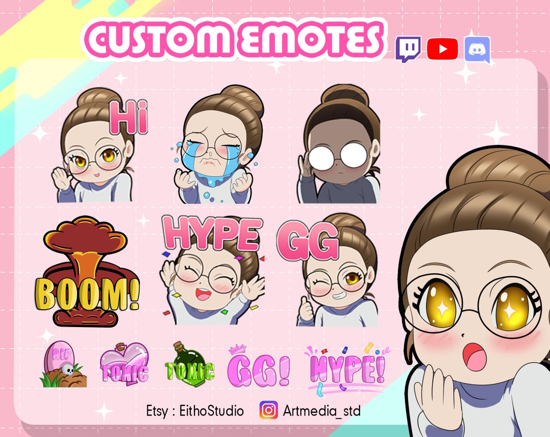 Custom Emotes for Streamer Custom Emojis & Stickers Cute Emotes Cute ...