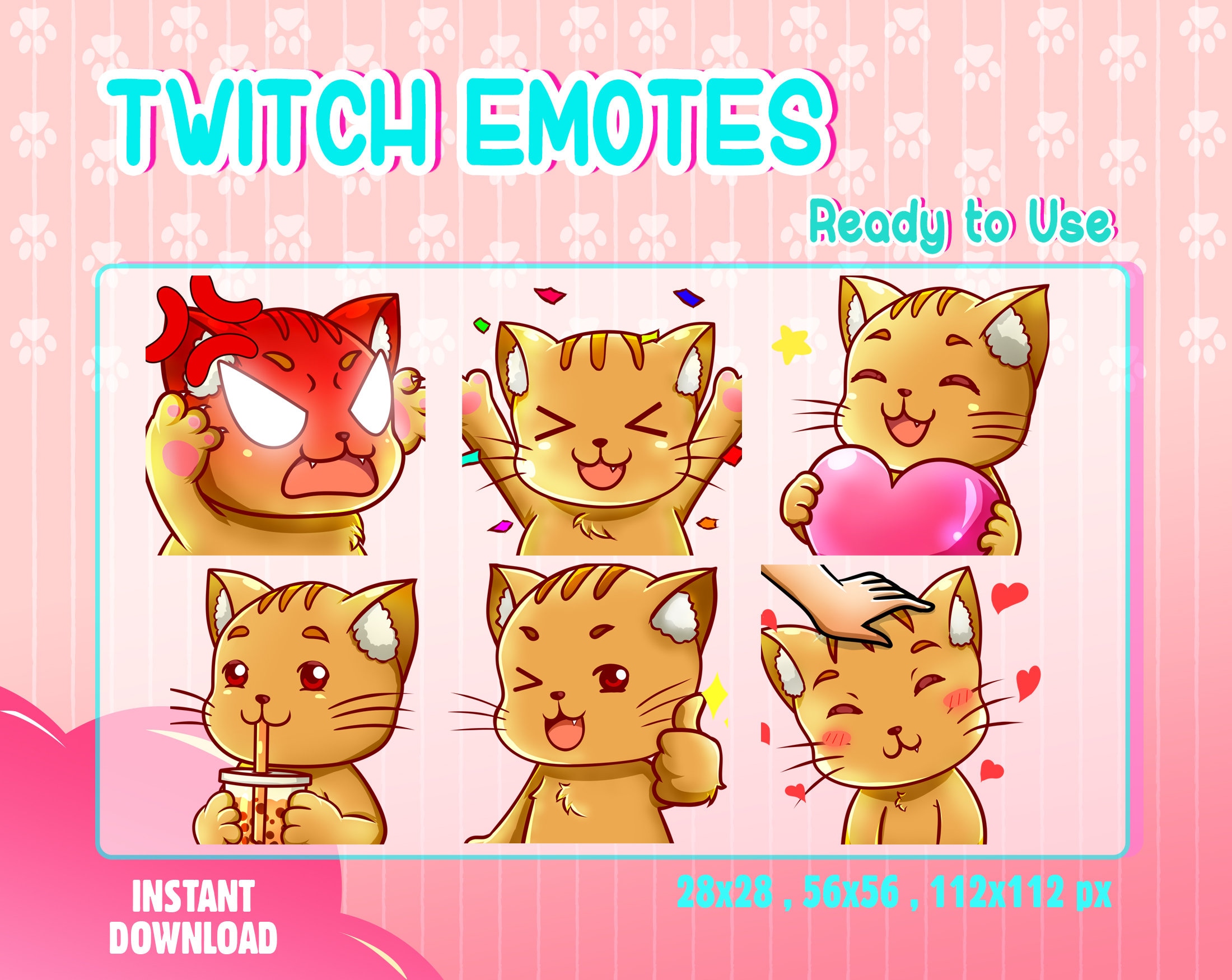 Twitch Emotes Chibi Cat Emote Pack Gaming / Streamer / - Etsy Hong Kong
