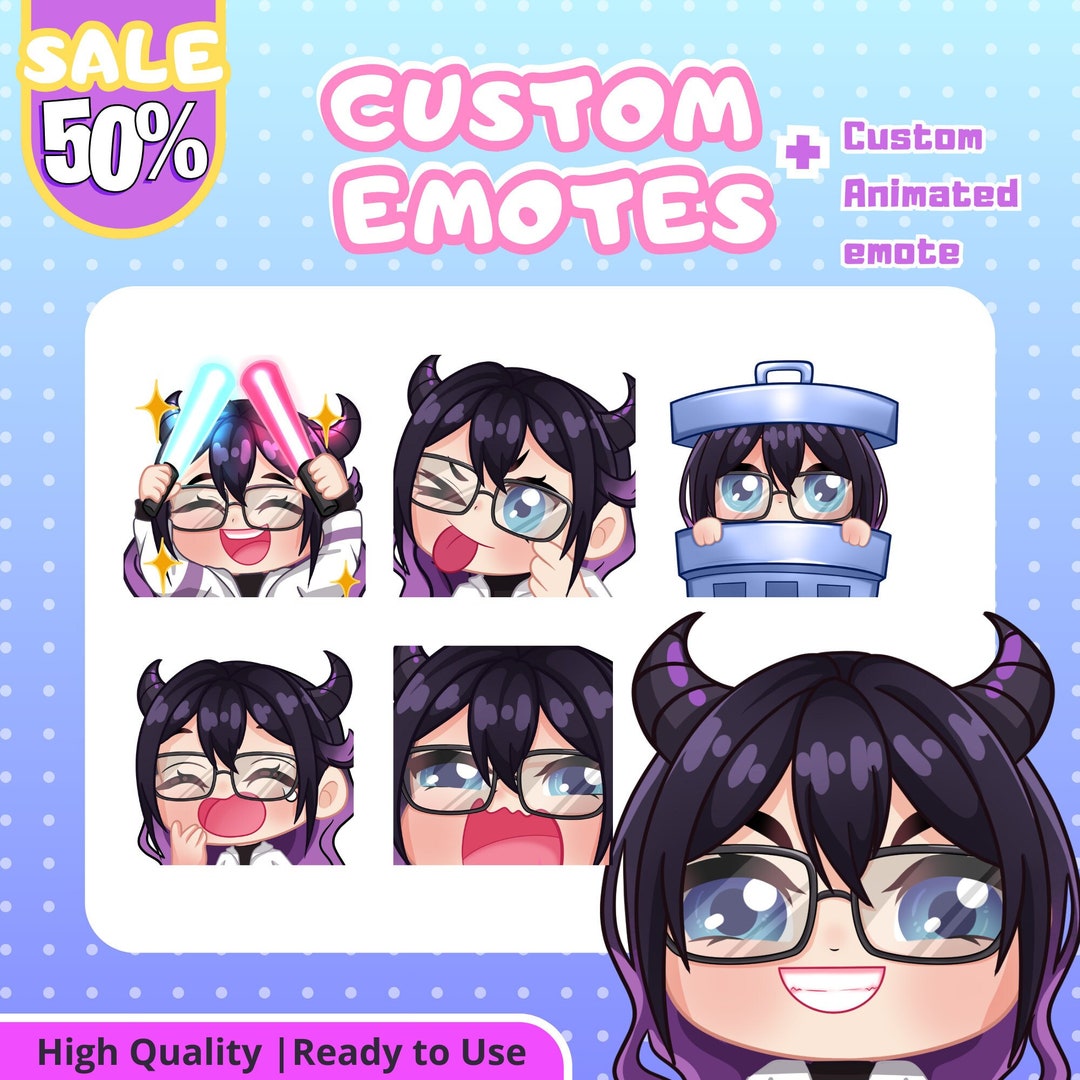 CUSTOM Twitch Emotes or Kick Emotes | Cute Emotes | Cute Chibi Anime ...