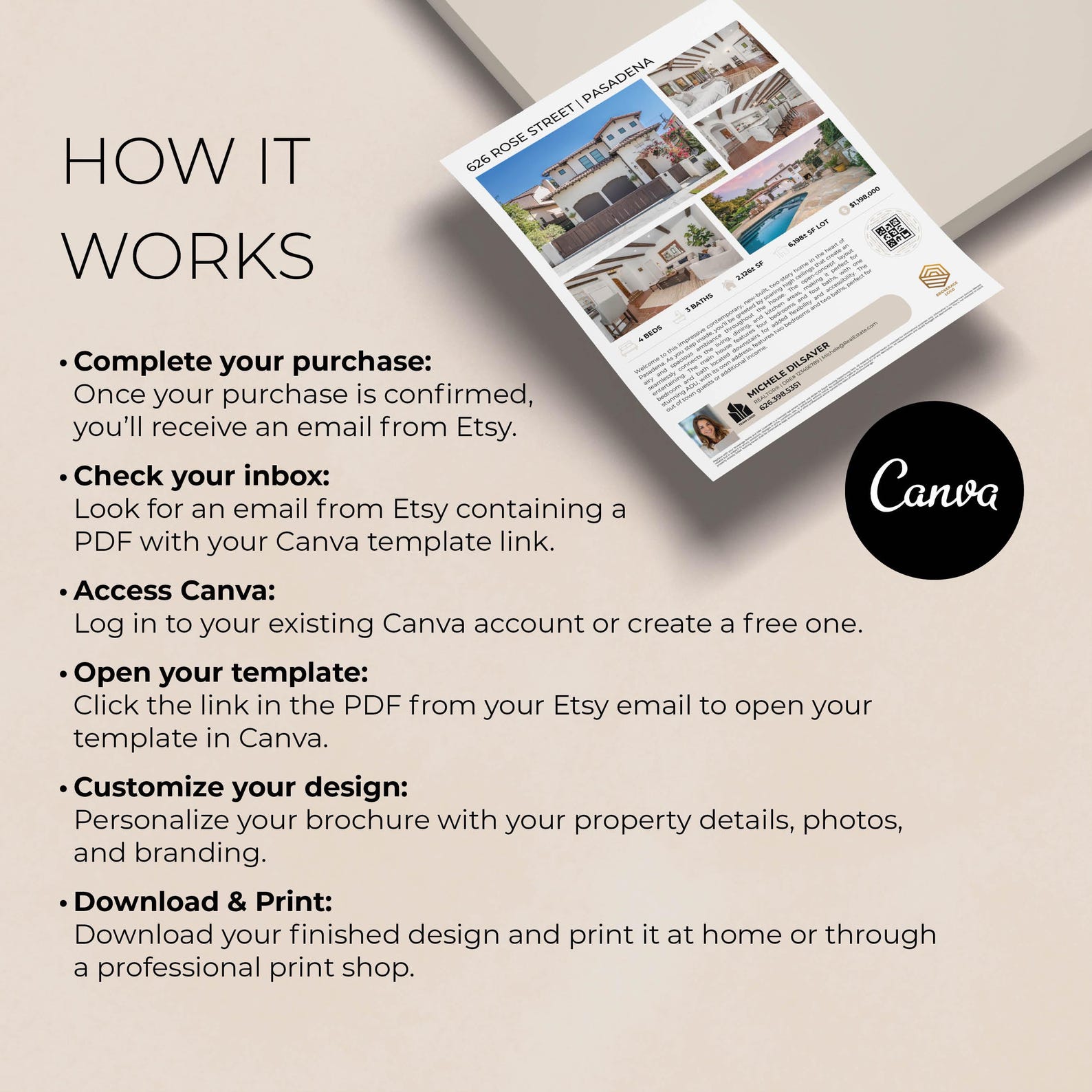 Essential Open House Brochure, Real Estate Flyer, Editable Canva ...