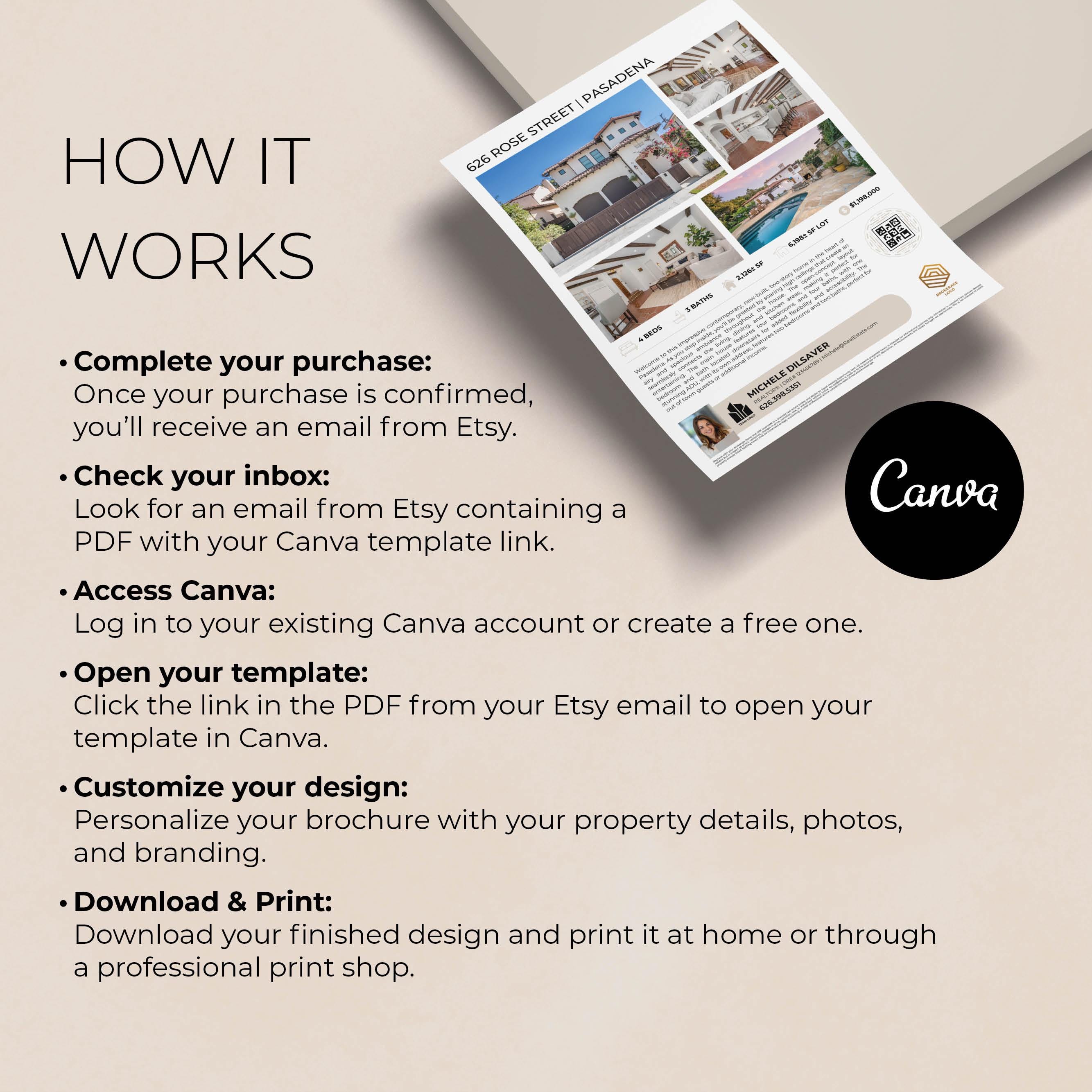 Essential Open House Brochure, Real Estate Flyer, Editable Canva ...