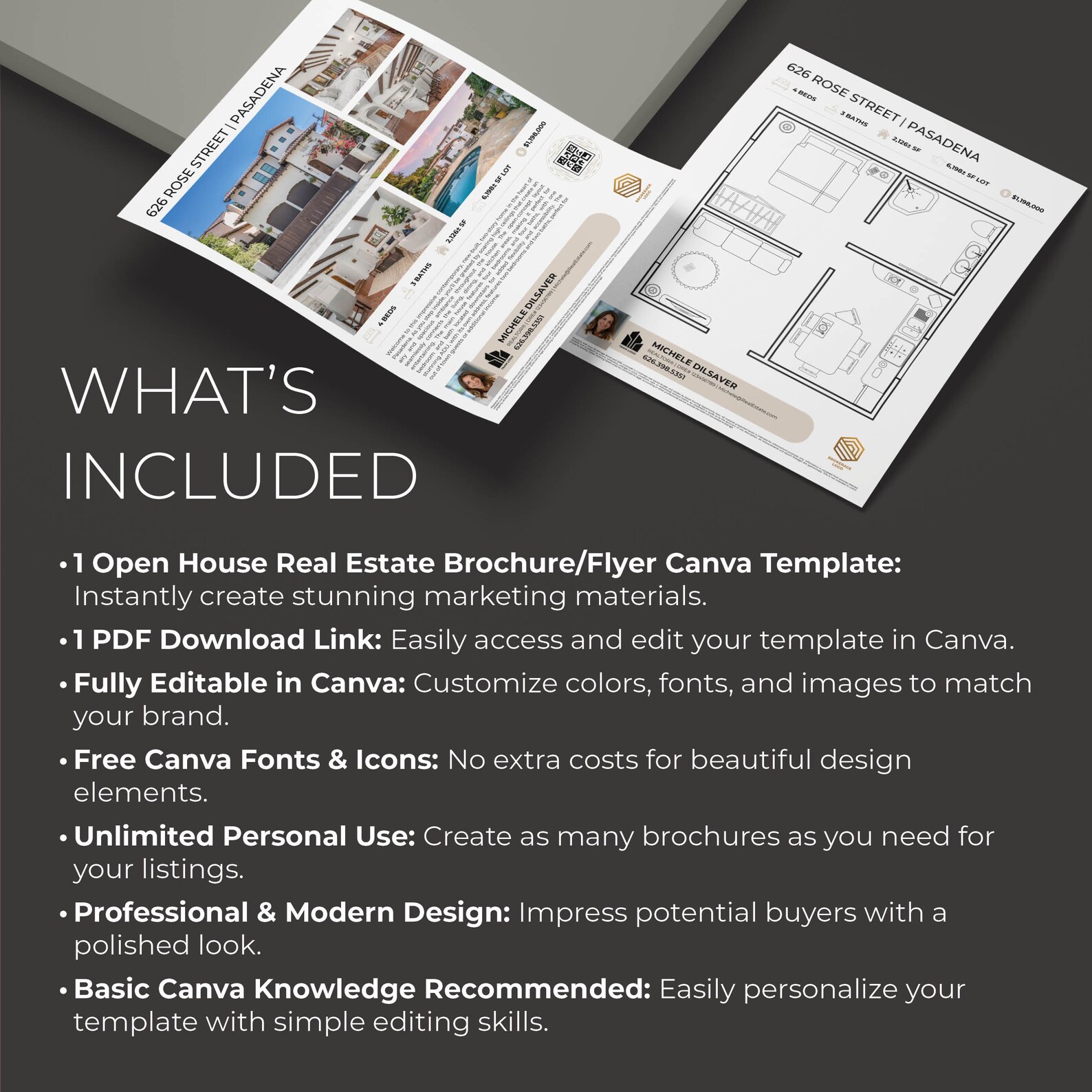 Essential Open House Brochure, Real Estate Flyer, Editable Canva ...
