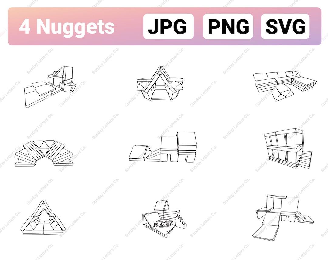 4 Nugget Play Couch Builds - Outlines for Print, Cricut, Silhouette ...