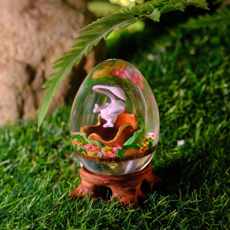 Pokemon Mew Resin Egg Lamp LED Night Light Handmade Mythical Psychic ...