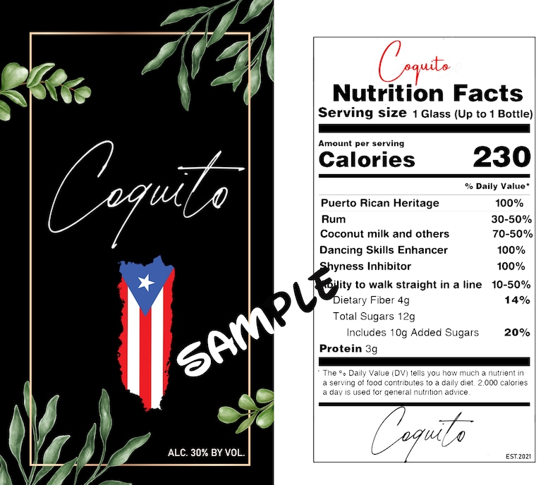 Puerto Rican Flag Digital Coquito Label- Instant Downloads - Etsy