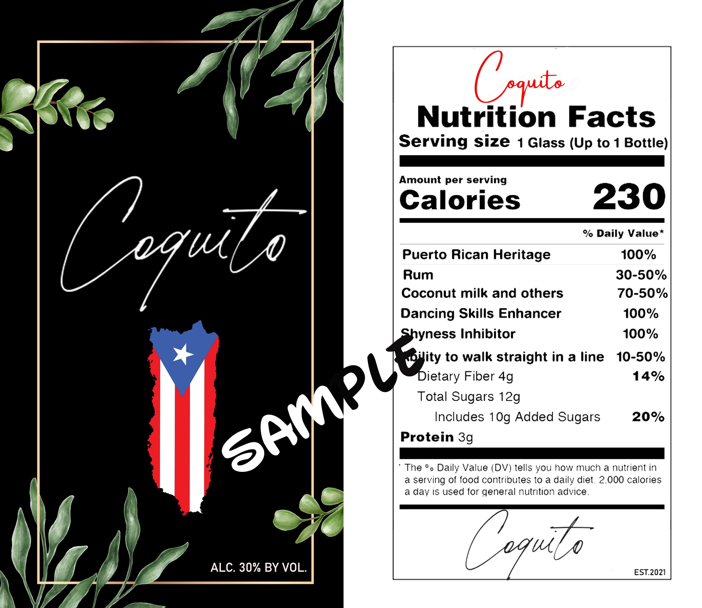 Puerto Rican Flag Digital Coquito Label- Instant Downloads - Etsy