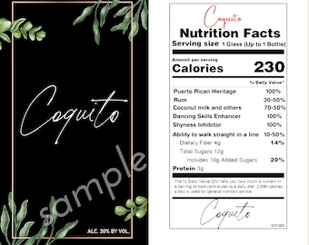 Puerto Rico Coquito Label Puerto Rican Drink Labels Eggnogg Labels ...