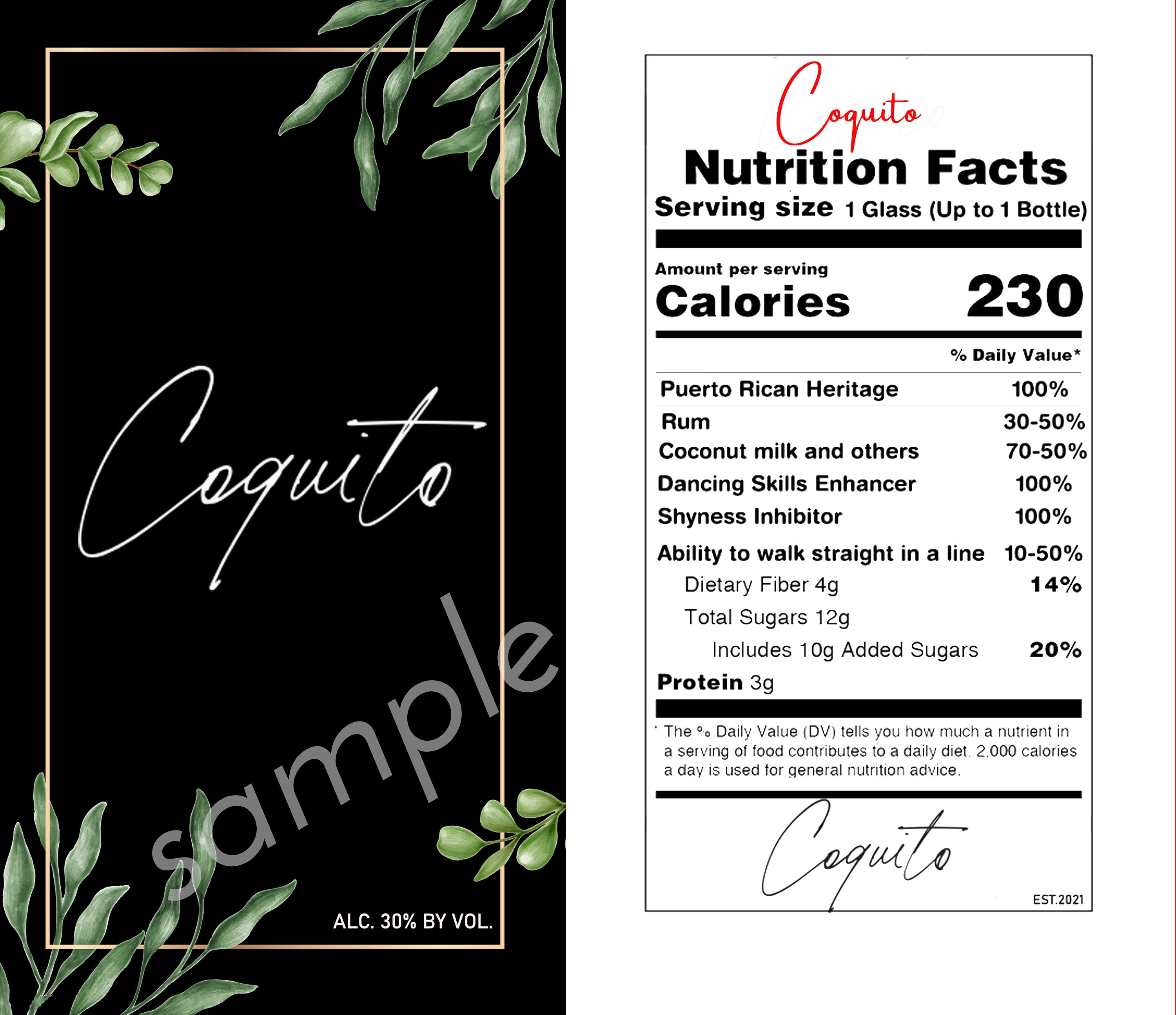 Elegant Coquito Label for Holiday Gift- Instant Download - Etsy