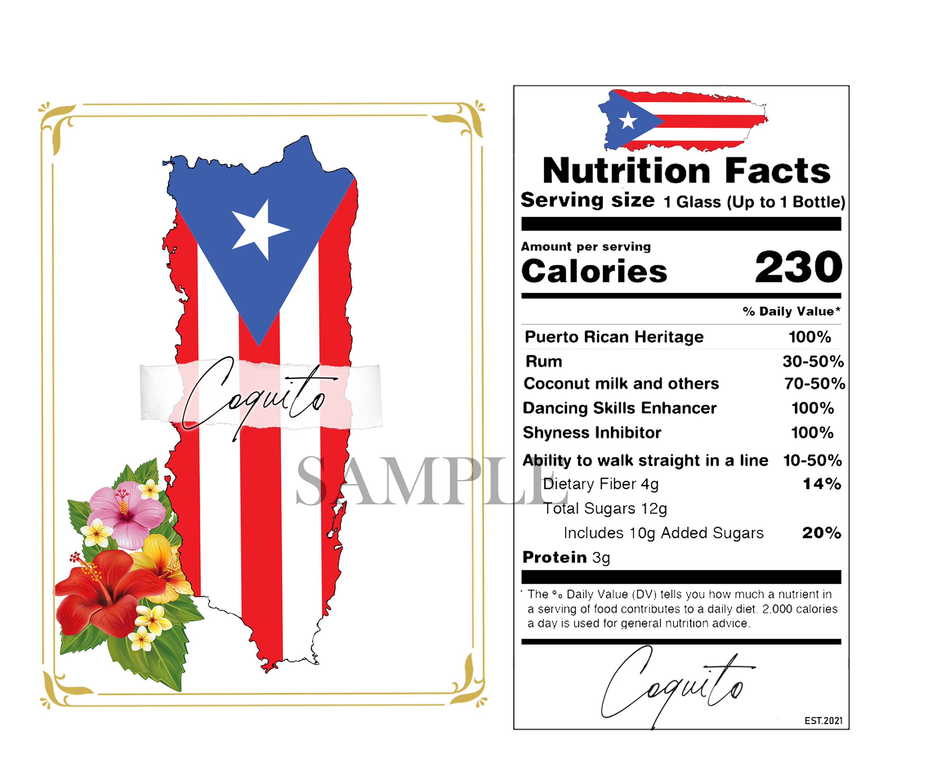 Puerto Rico Coquito Label Poppy Flower amapola Inspired by Sol's ...