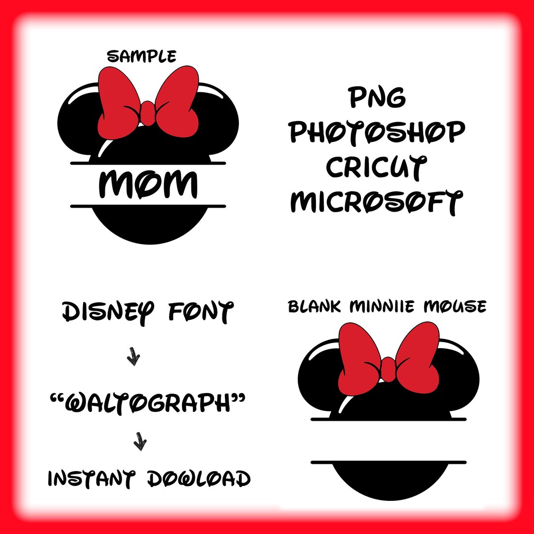 Instant Download Minnie Mouse Personalization Kit- PNG- Font and Blank ...