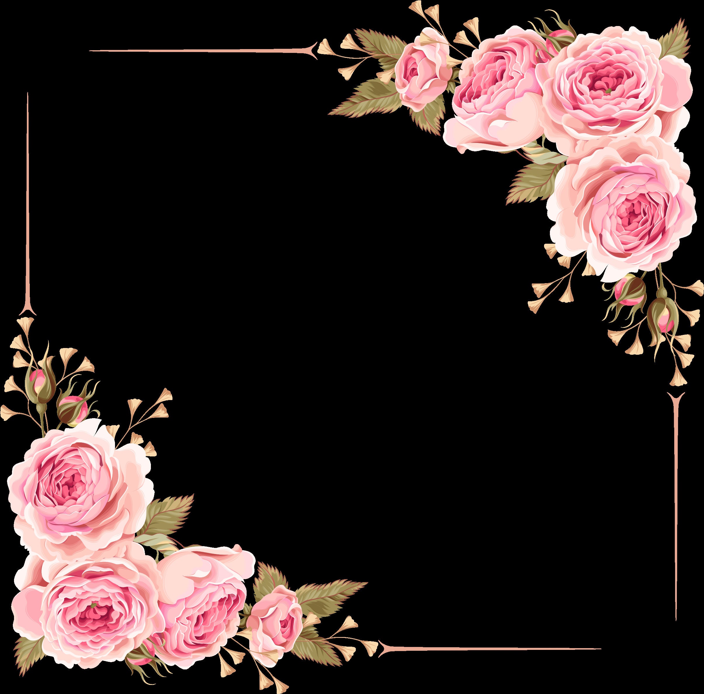 Pink Flower Border Png