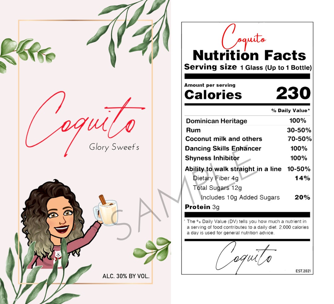 Personalized Coquito Label – Dominican Heritage, Bitmoji (digital) - Etsy