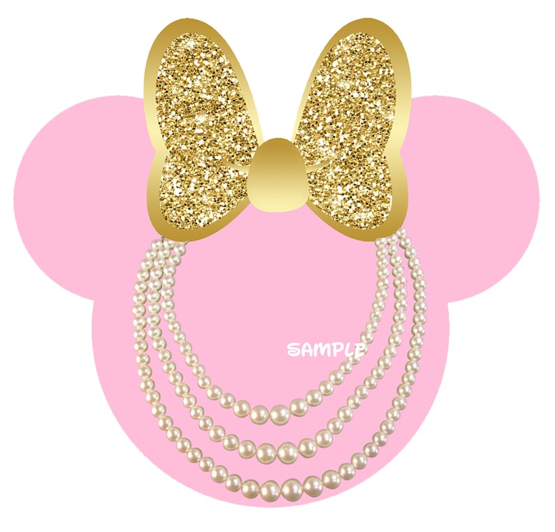 Pink and Gold Minnie Mouse Pearls Instant Download on Transparent ...