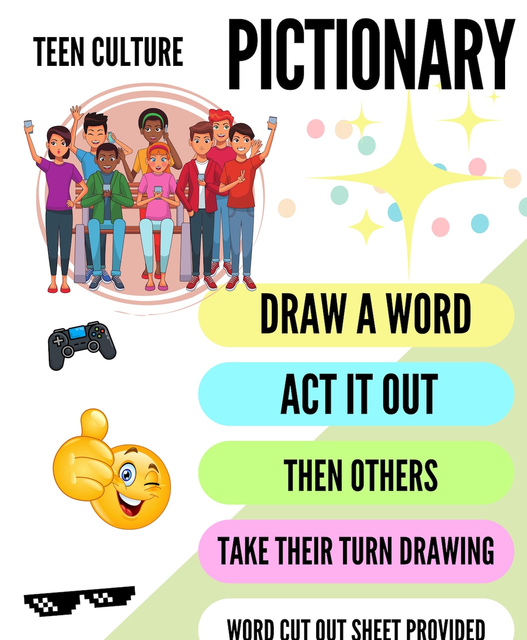 Teen Culture Pictionary Printable Art Instant Digital Download - Etsy
