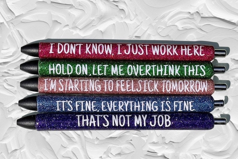 Sarcastic Work Week Glitter Pen Set of 5 - Etsy