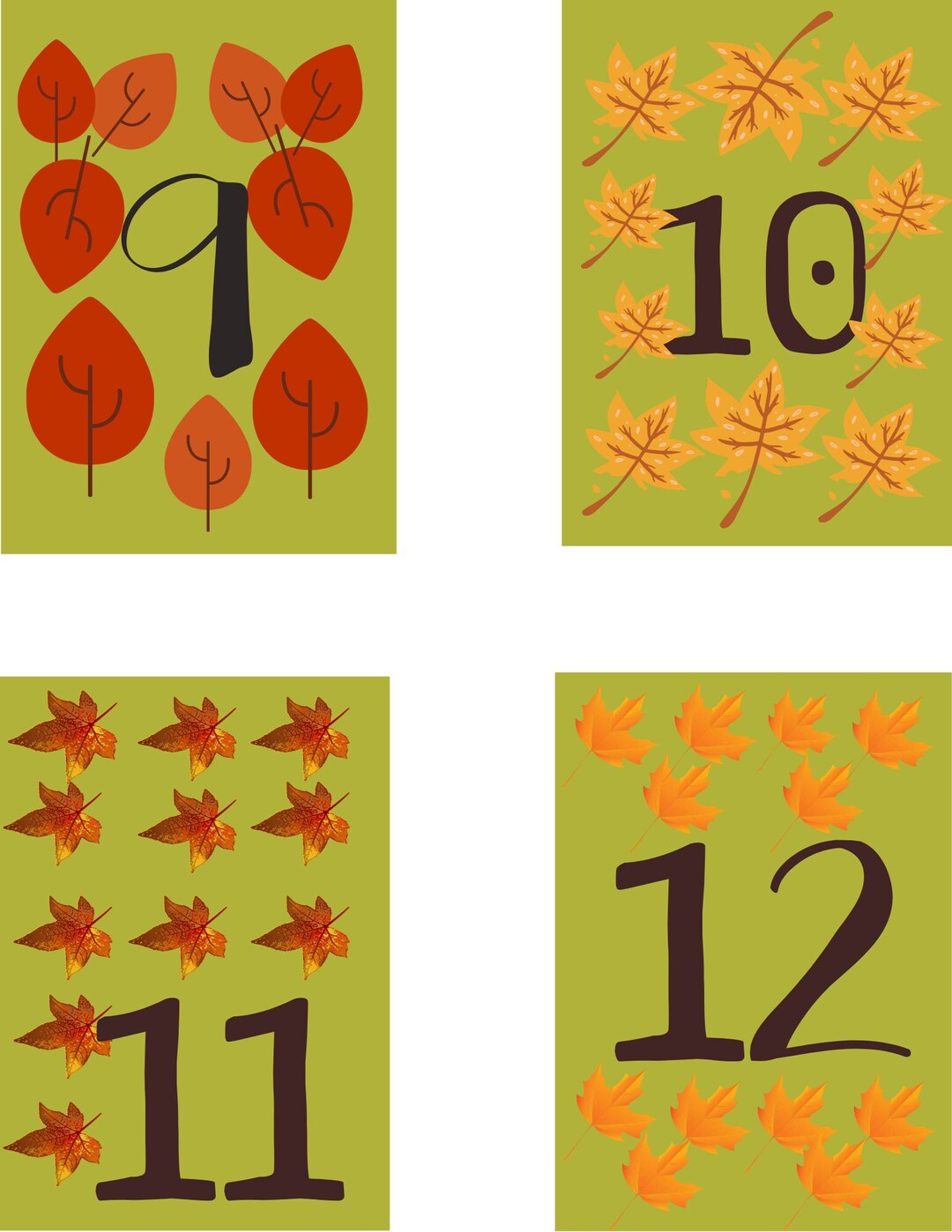 Numbers 1 - 12 Flashcards - Etsy