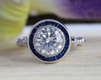 Bezel Sapphire Ring | Etsy