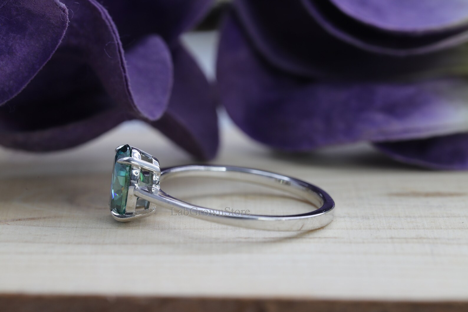 Solitaire Cyan Blue Diamond Ring 2 CT Oval Cut Cyan Blue - Etsy