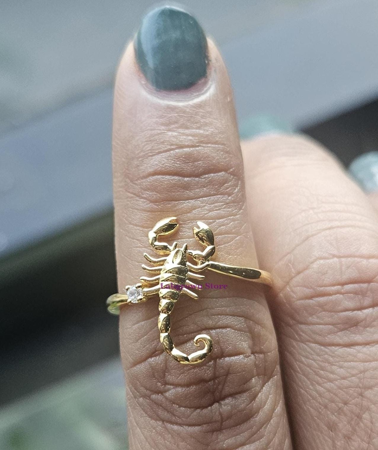 Scorpion Solitaire Ring, Round Certified Labgrown Diamond Ring, Dainty ...