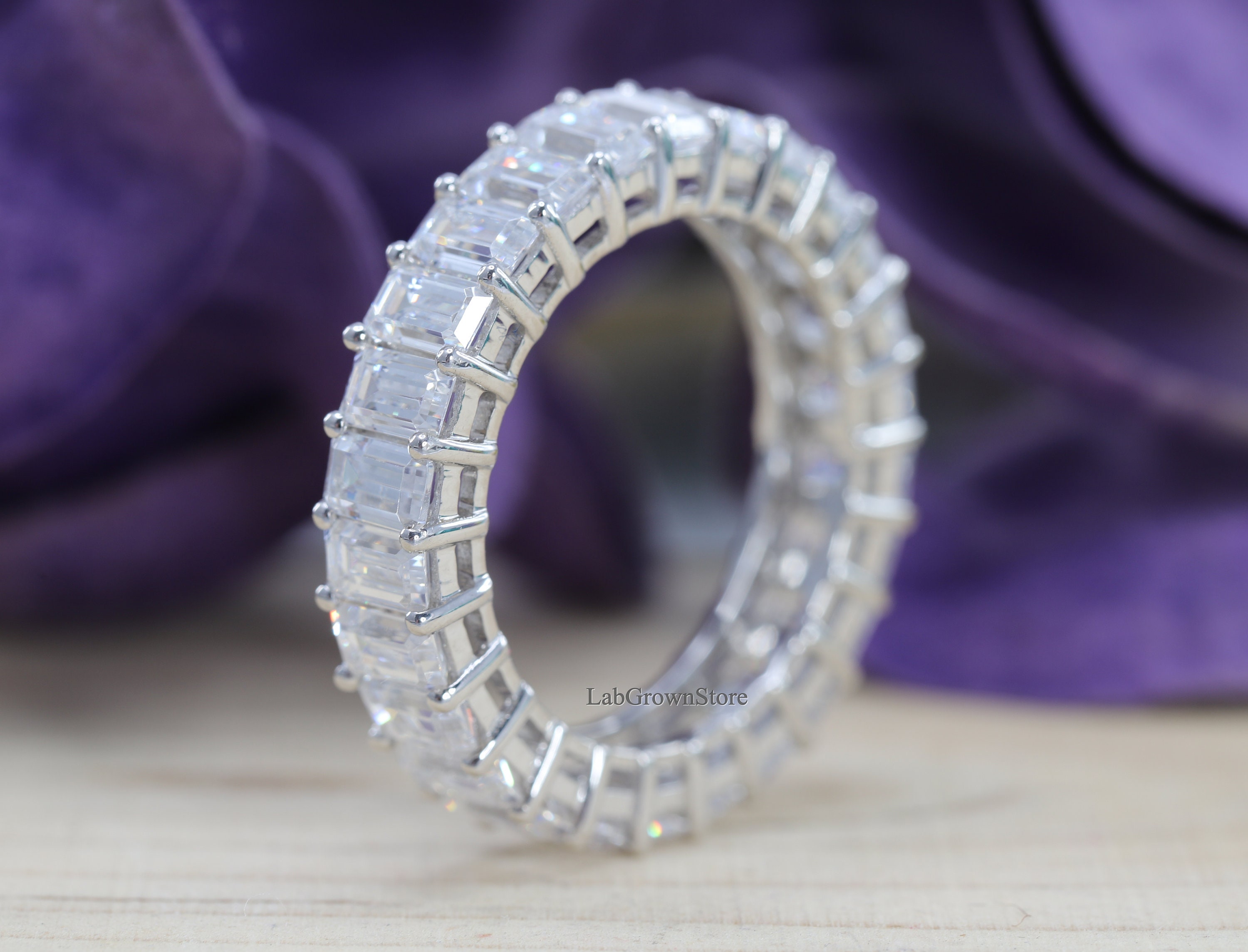 Emerald Cut Wedding Band Emerald Cut Full Eternity Band - Etsy