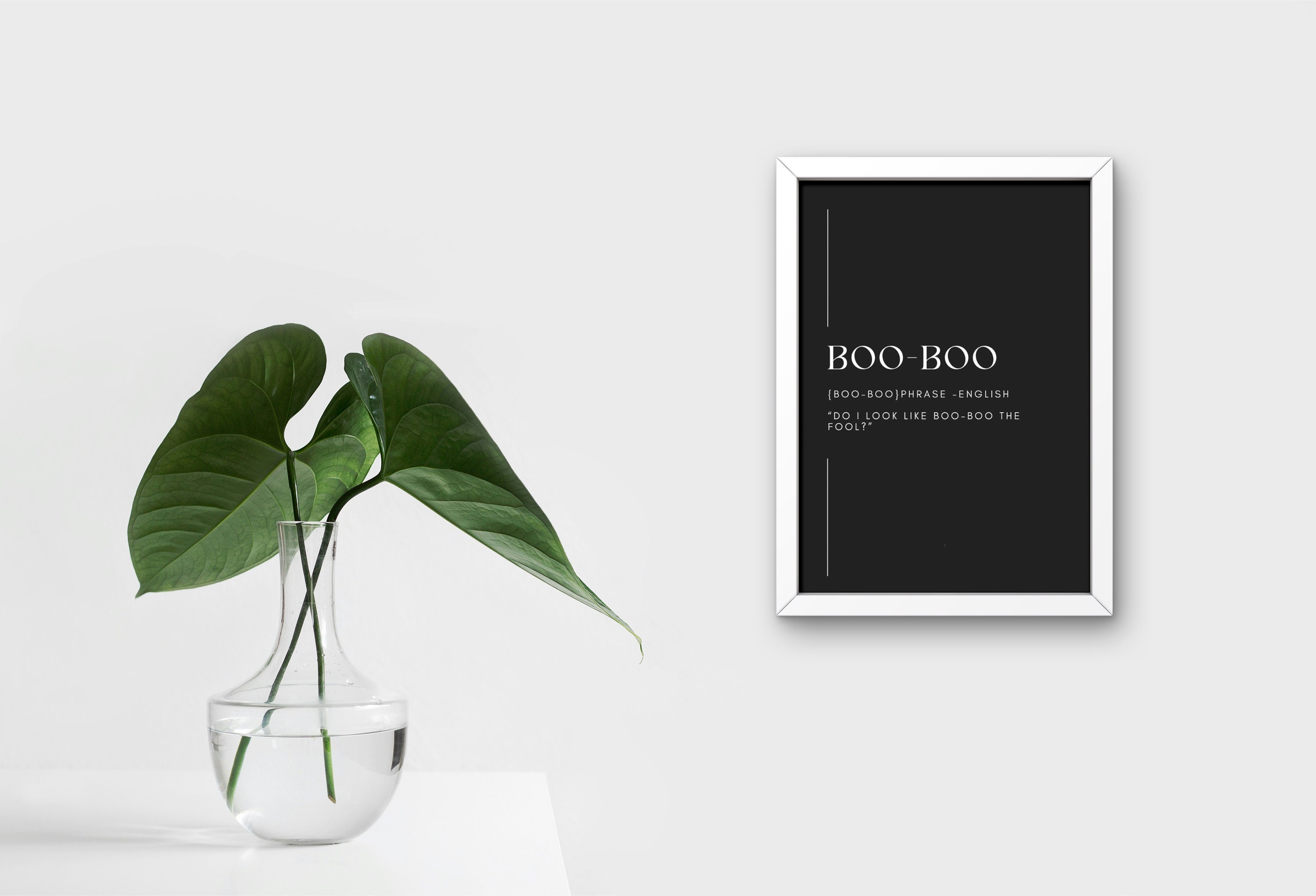 Boo-boo Wall Art Boo-boo Definition Print Funny Poster Gift Black Art ...