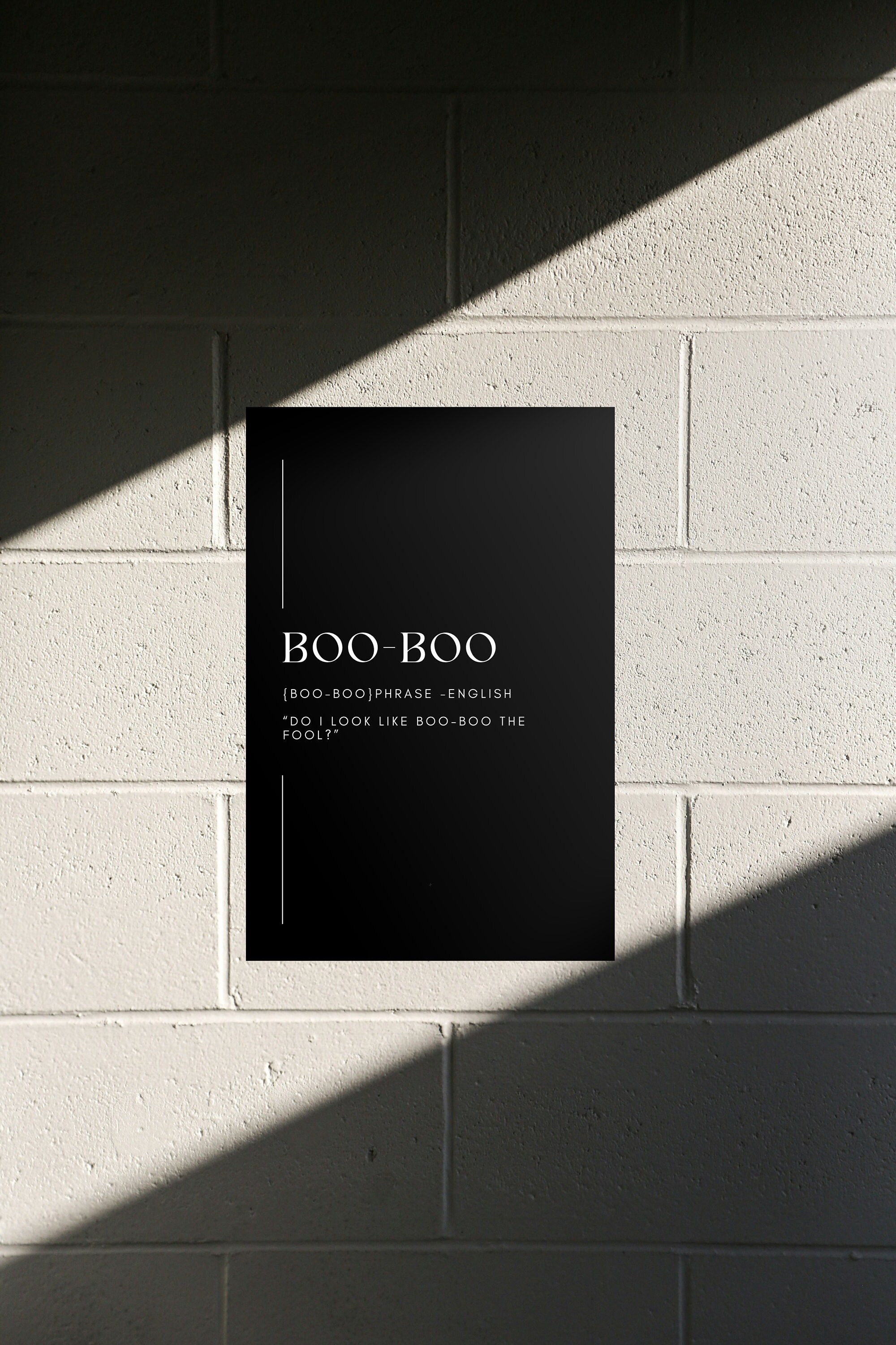 Boo-boo Wall Art Boo-boo Definition Print Funny Poster Gift Black Art ...