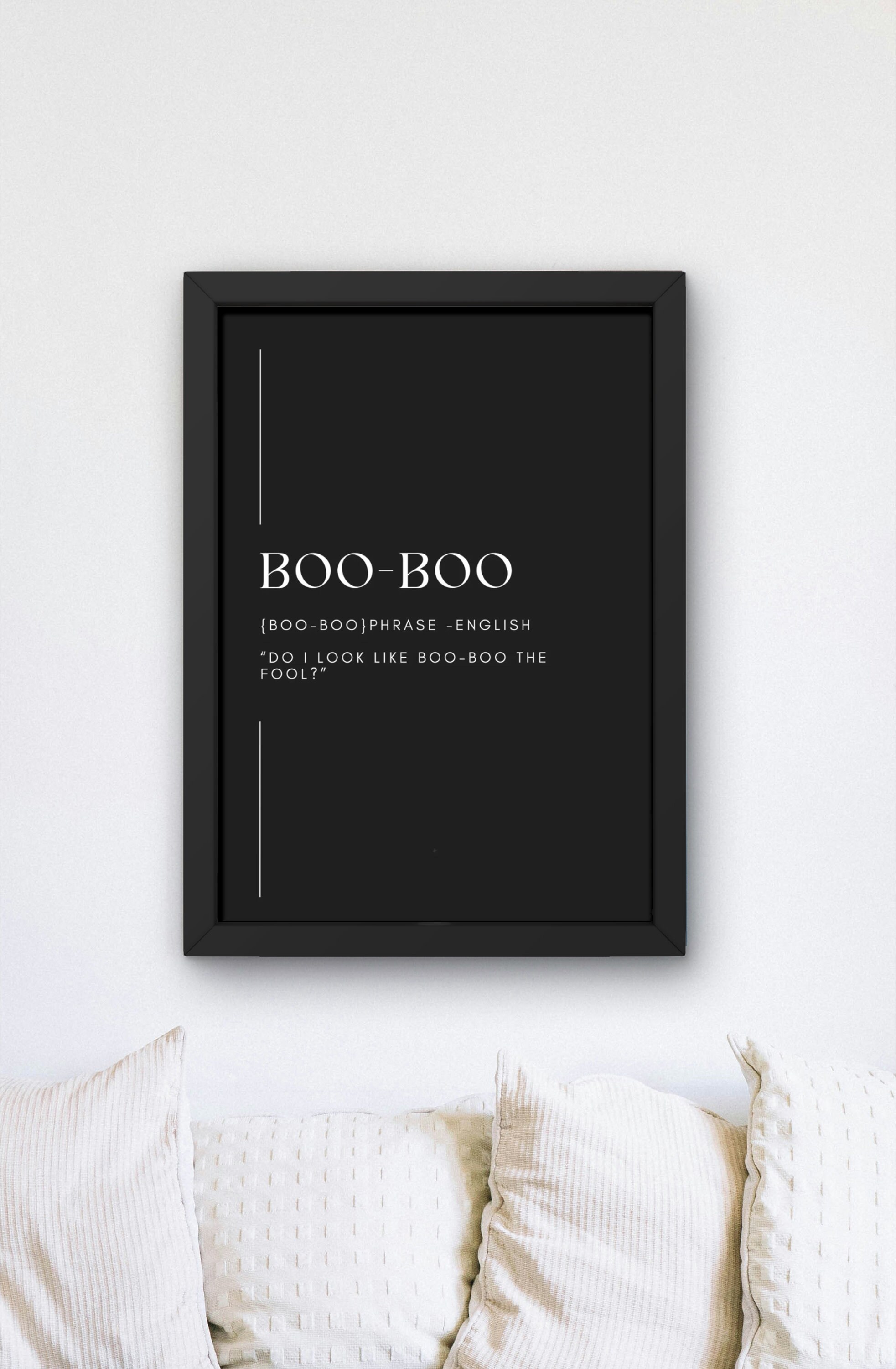 Boo-boo Wall Art Boo-boo Definition Print Funny Poster Gift Black Art ...