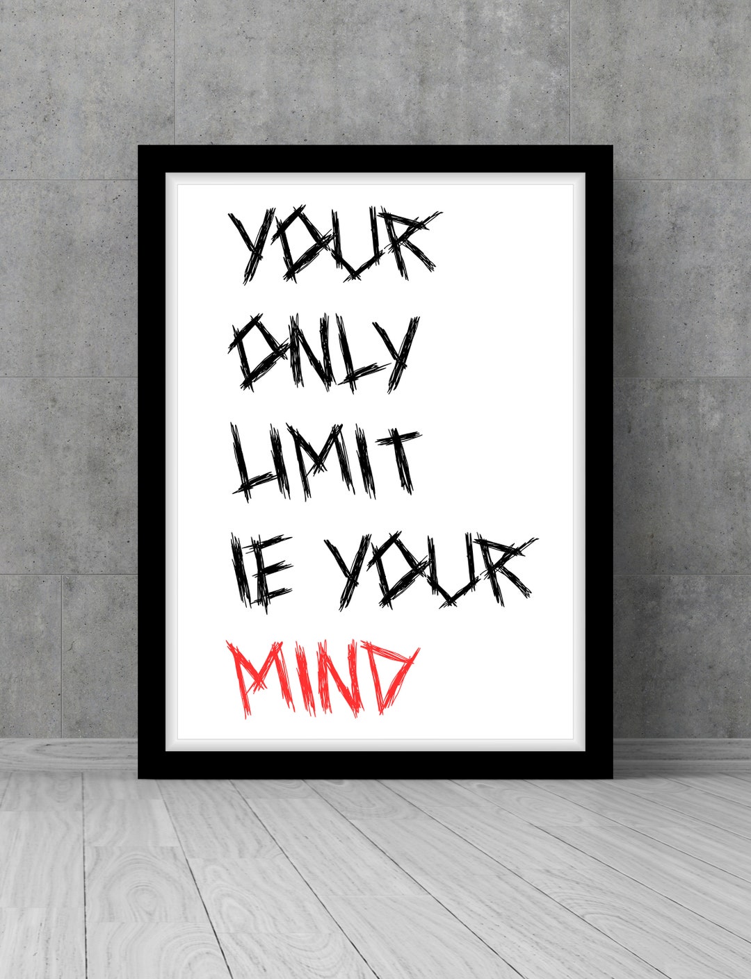 Mind Typo Wall Art Typography Print Mind Poster Gift Black Art Home ...