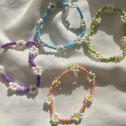 Beaded Daisy Flower Bracelet Layering Bracelet Colorful | Etsy Beaded Daisy Flower Bracelet Layering Bracelet Colorful | Etsy