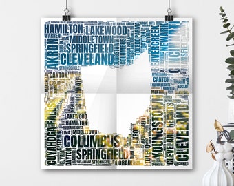 Ohio Map Word Art - Etsy