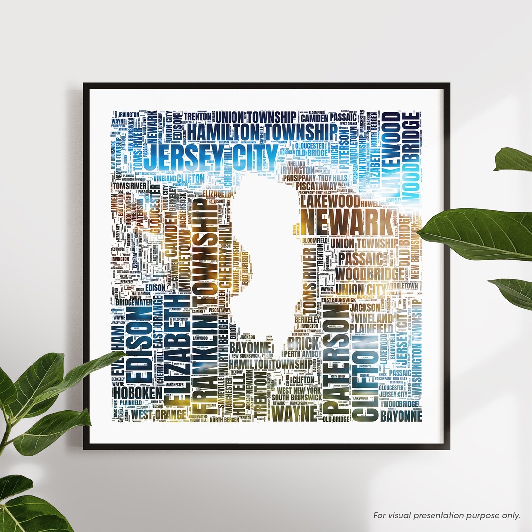 Map of New Jersey Word Art. State of New Jersey. Newark Poster ...