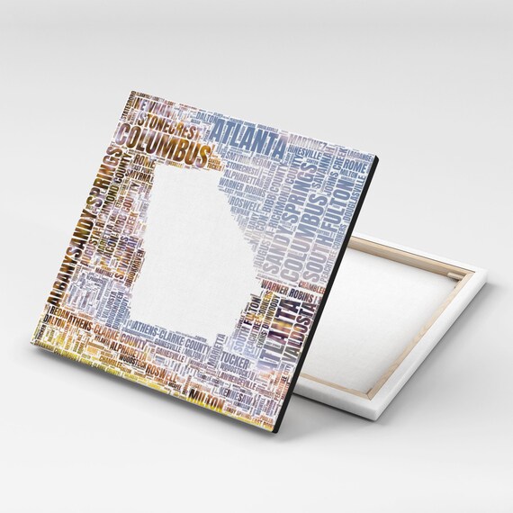 Map of Georgia Word Art Canvas. State of Georgia. Atlanta - Etsy