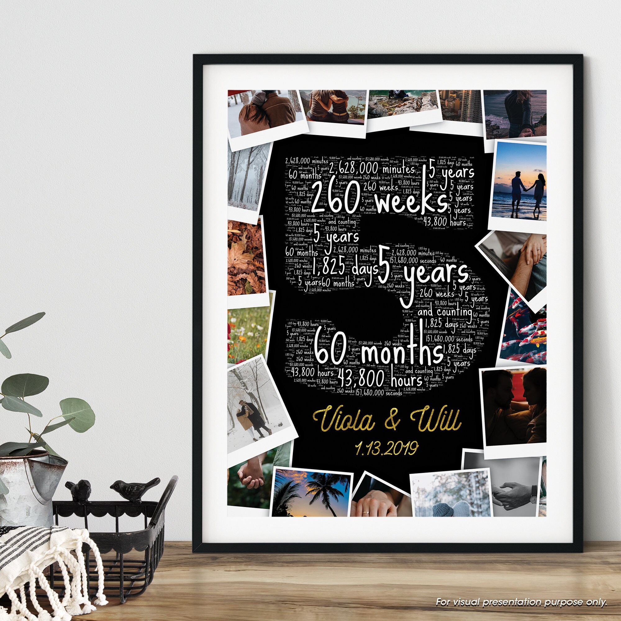 5th Anniversary Gift for Boyfriend, Fifth Anniversary Custom Photo ...
