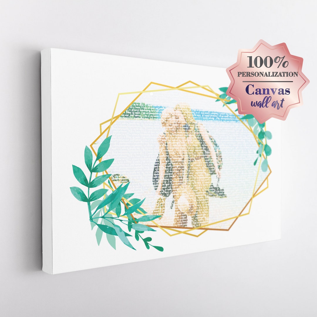 Custom Word Art Canvas Wall Decor, Gold Frame Leaf. Picture Made by ...