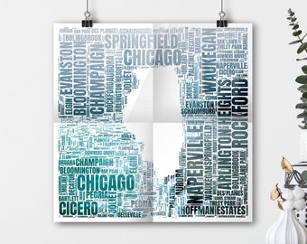Chicago Word Wall Art - Etsy