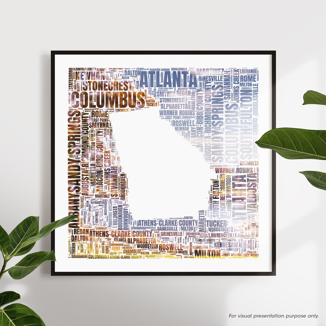 Map of Georgia Word Art. State of Georgia. Atlanta Poster. Printable ...