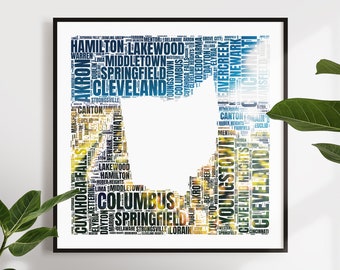 Ohio Map Word Art - Etsy