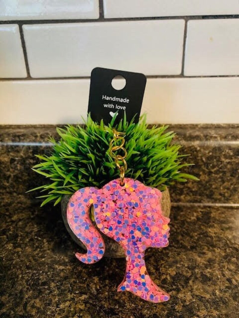 Baby Pink Glitter Barbie Keychain - Etsy