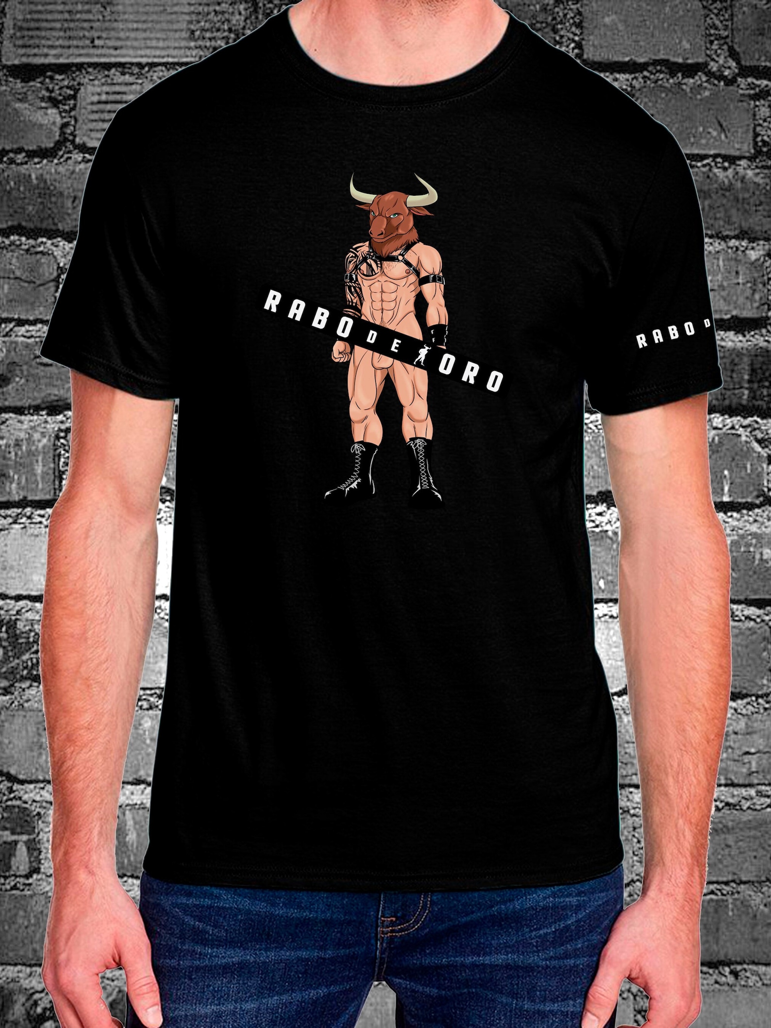 MINOTAUR Gay Men's Fetish Club Black T-shirt With RDT Logo Censored ...
