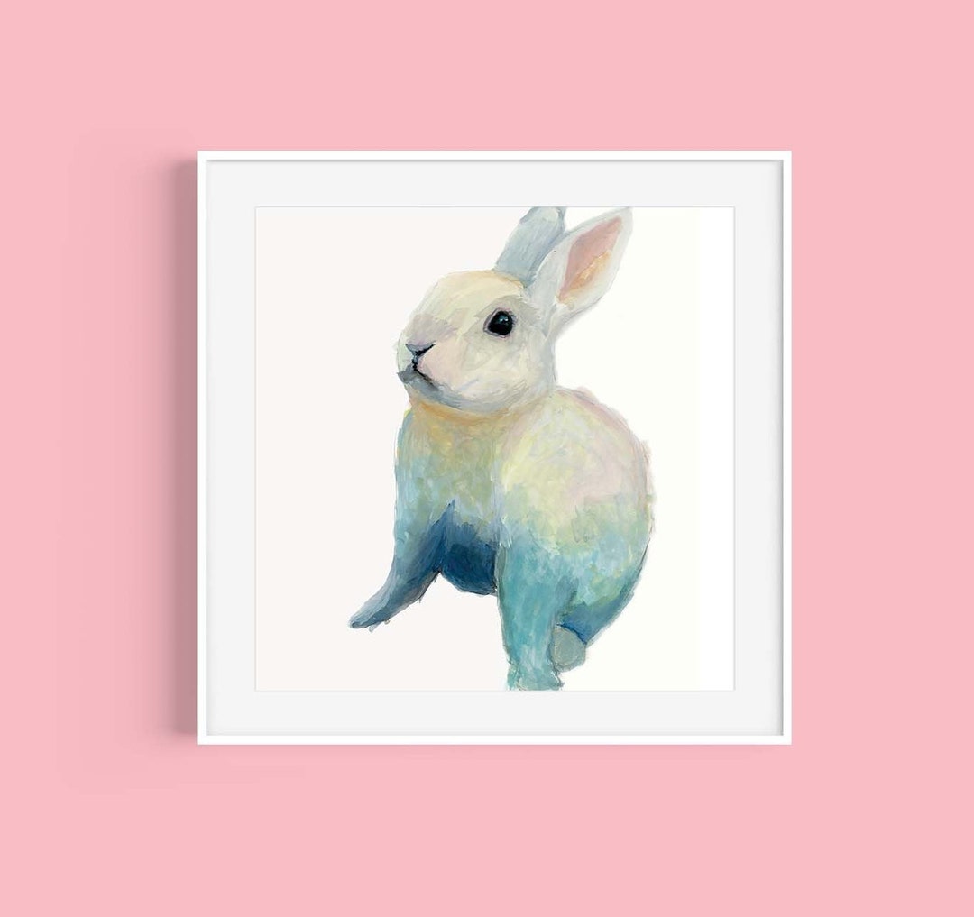 Rainbow Rabbit ART PRINT - Rainbow Nursery Art -12x12, Nursery Wall Art ...