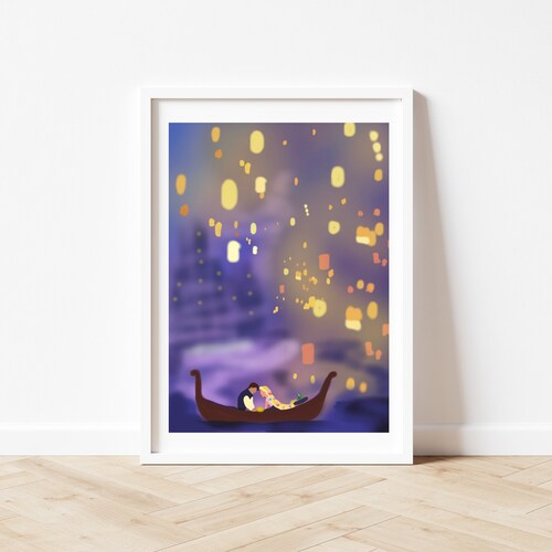 Tangled Lantern Scene ART PRINT Rapunzel Princess Nursery - Etsy