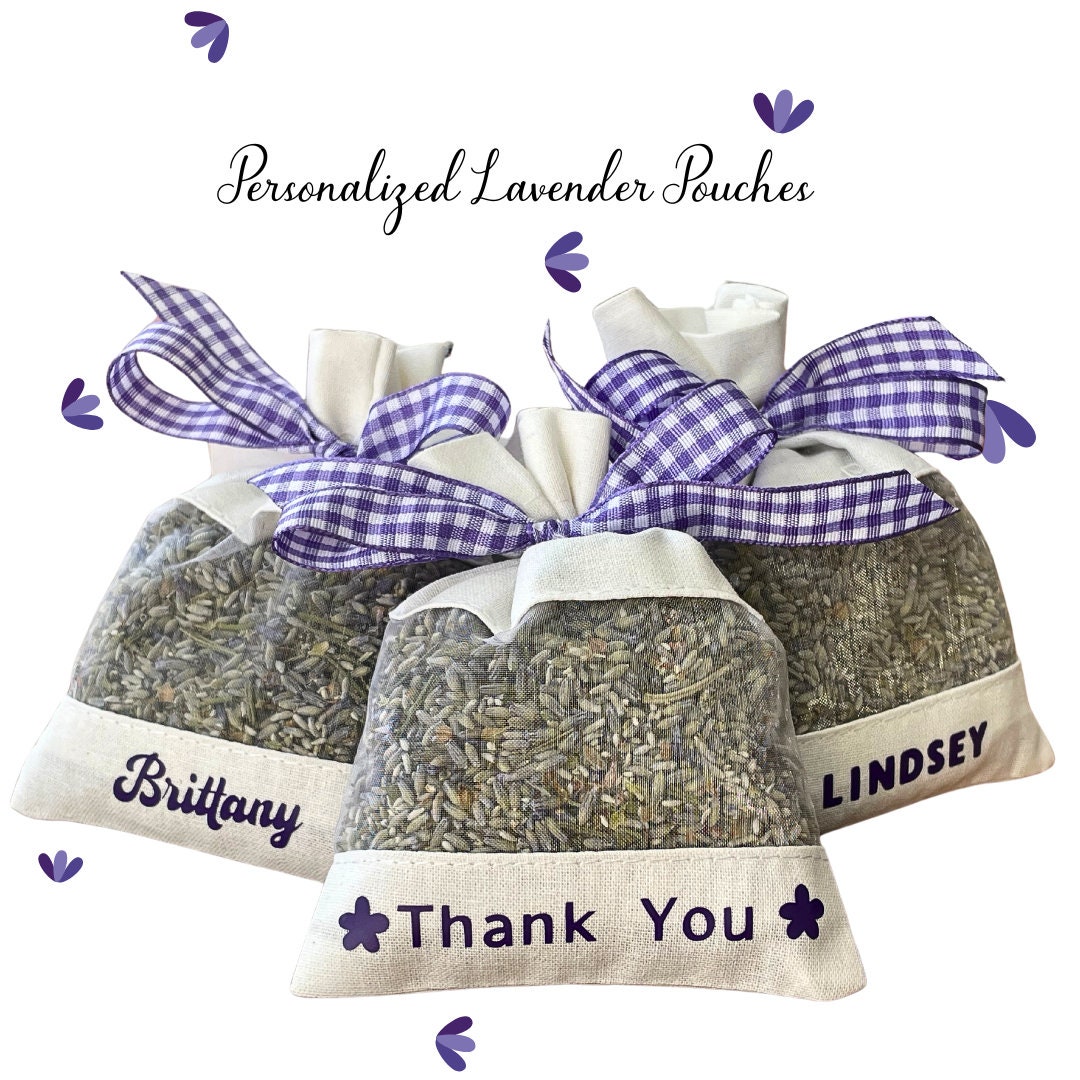 Personalized Lavender Sachets in Cotton Organza Bags, Custom Favors ...