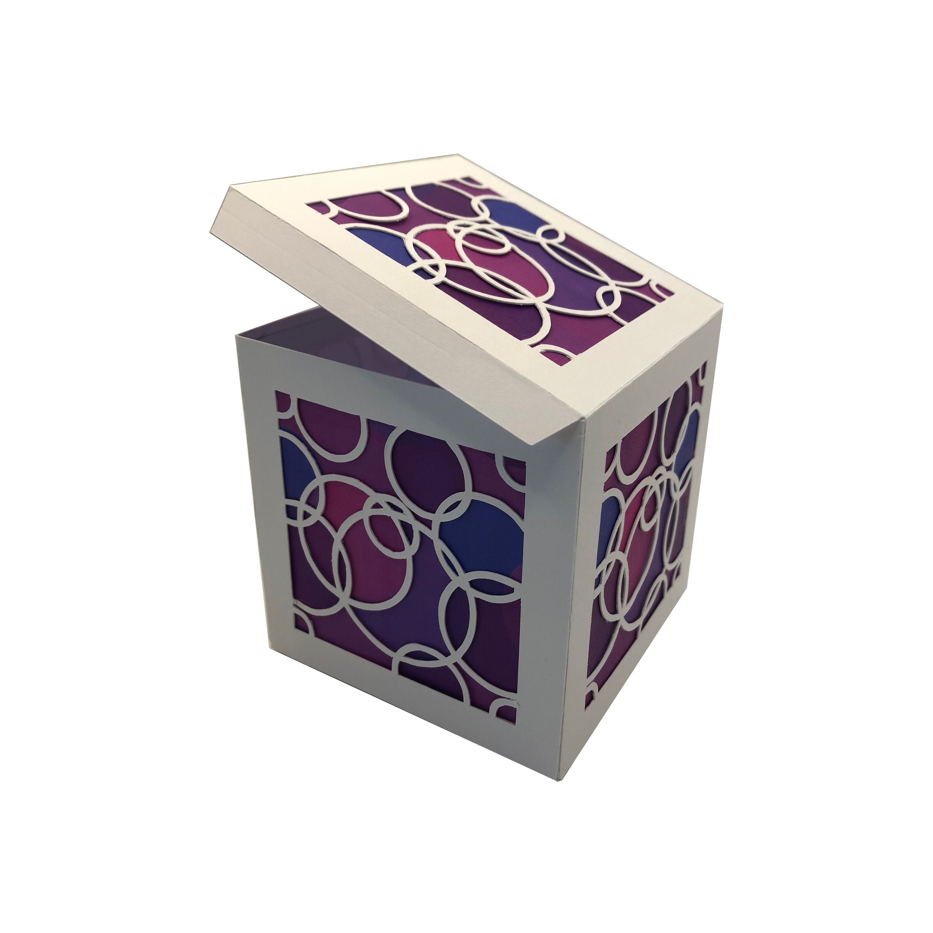 Circle Cutout Square Box SVG: DIY Gift Box Template (digital Download ...