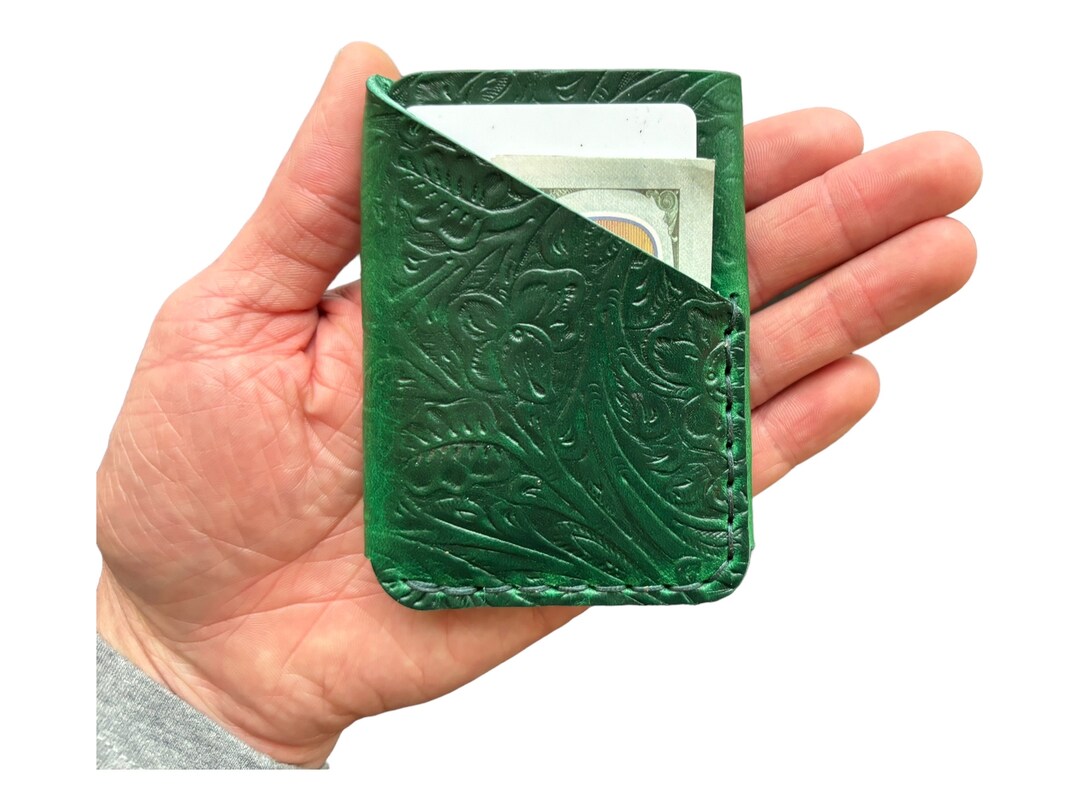 Minimalist Front Pocket Card and Cash Wallet Full Grain Leather Genuine ...