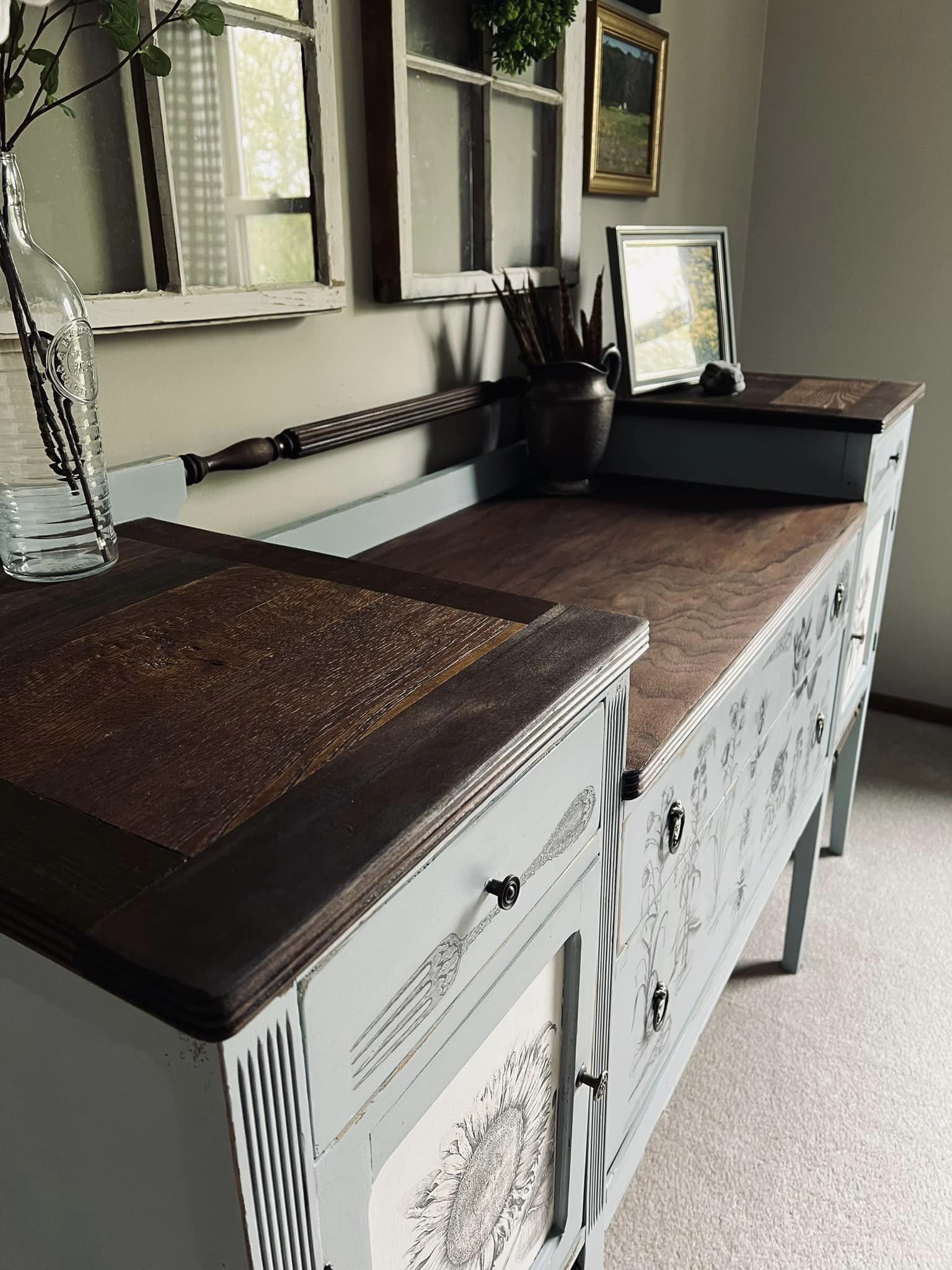 Farmhouse Buffet Painted Buffet Blue Buffet Farmers Market - Etsy