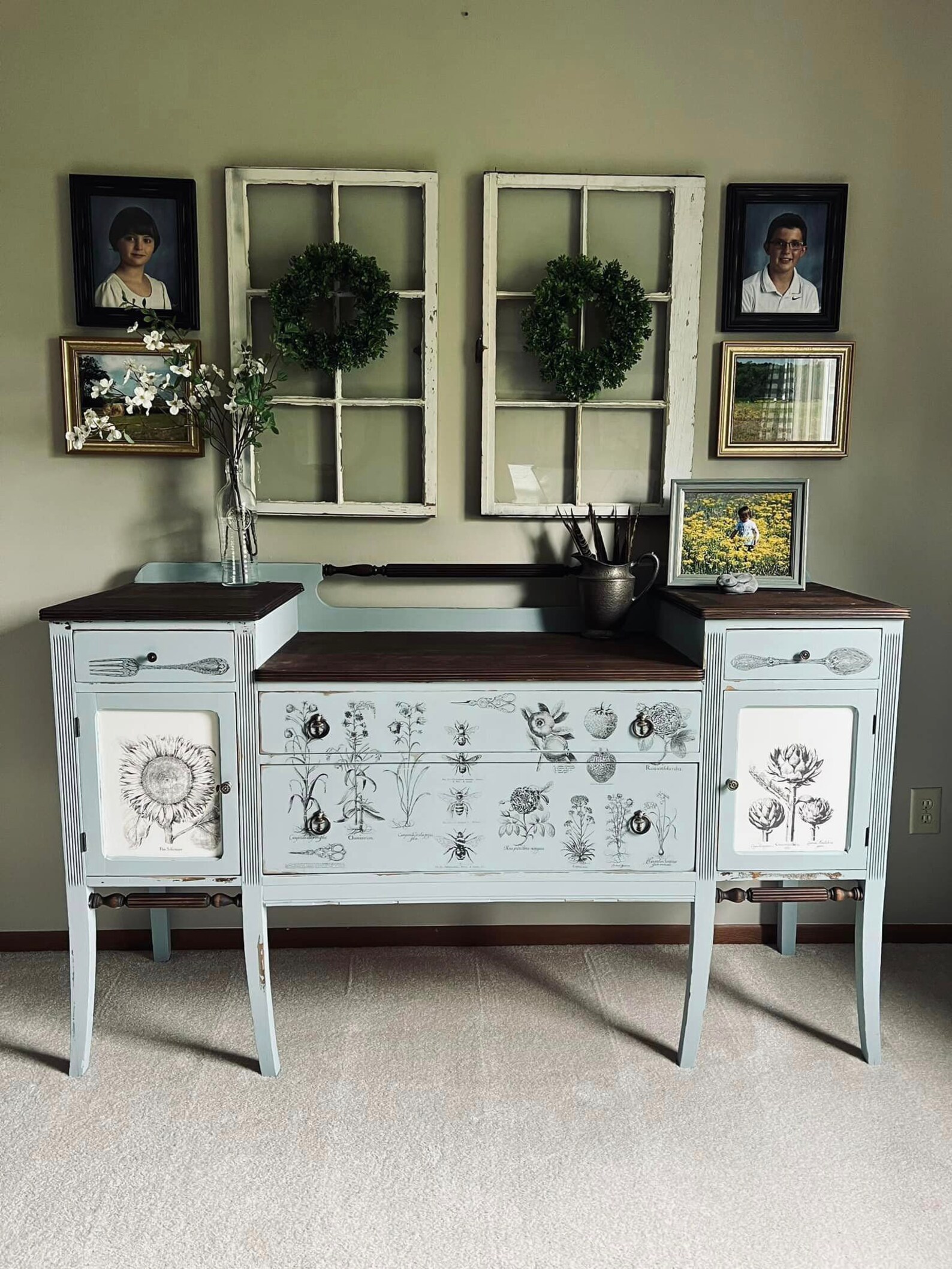 Farmhouse Buffet Painted Buffet Blue Buffet Farmers Market - Etsy